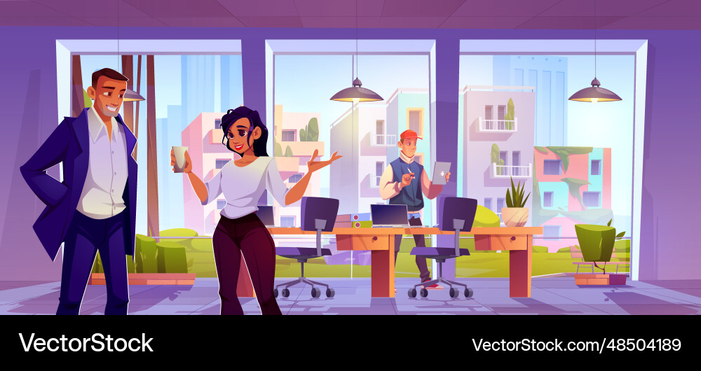 People at work in office interior cartoon Vector Image