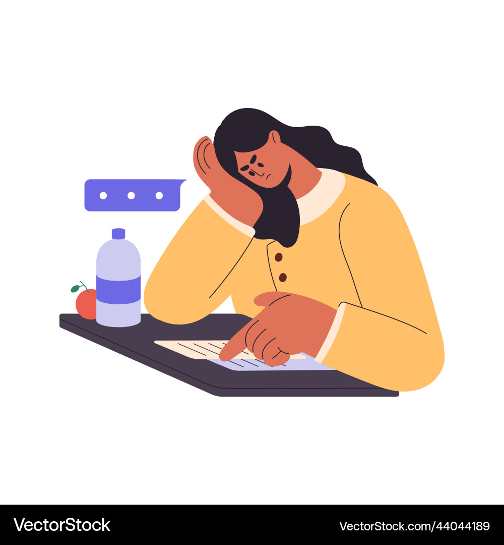 Puzzled girl student thinks about difficult task Vector Image