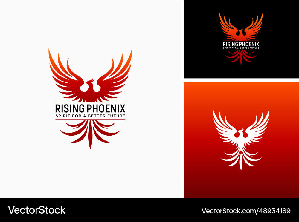 Raising flying phoenix fenix eagle bird wings logo