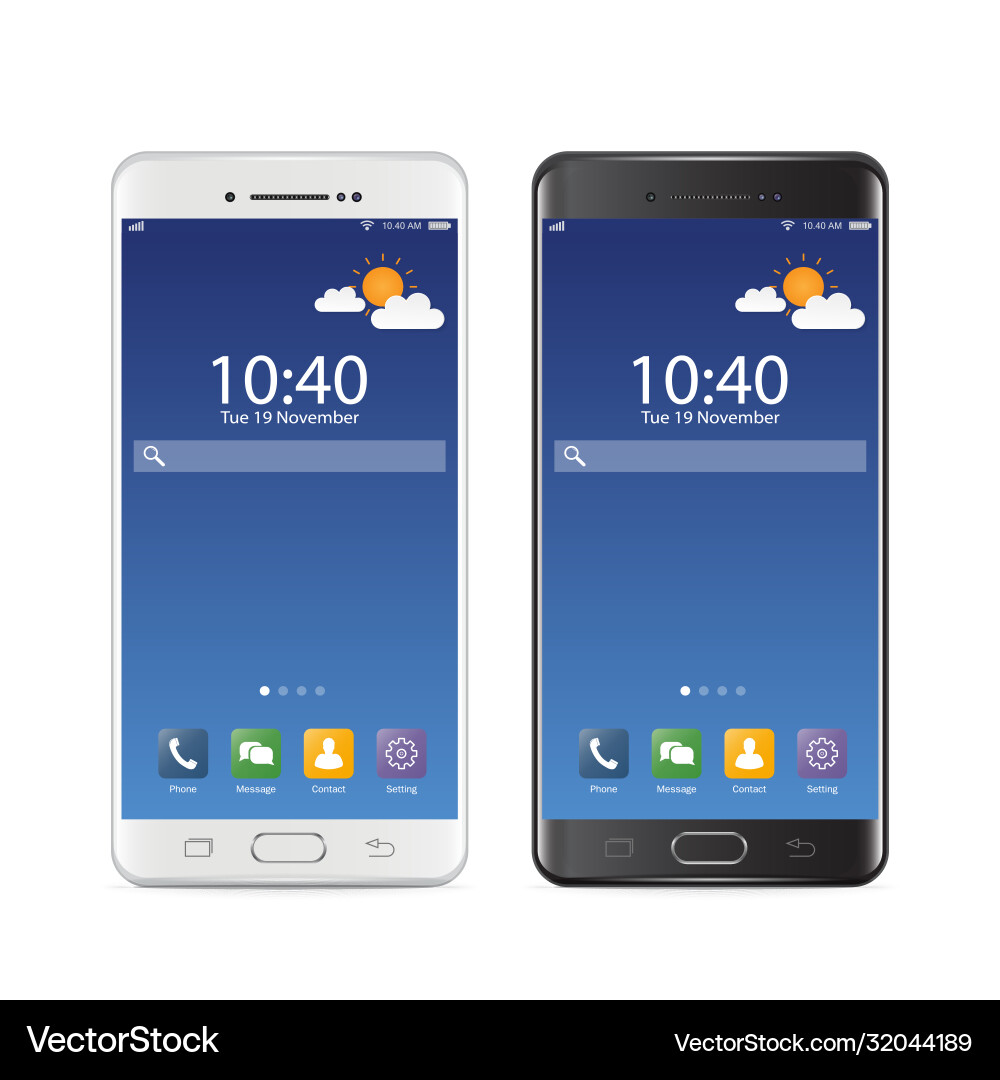 Smartphones black and white new realistic mobile Vector Image