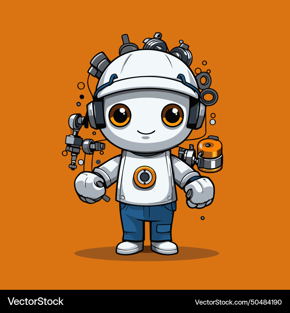 Cute cartoon robot style isolated Royalty Free Vector Image