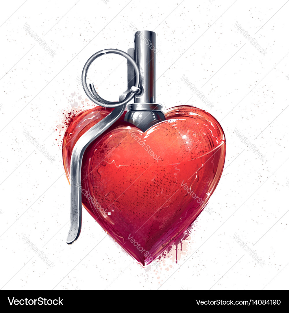 Heart grenade art Royalty Free Vector Image - VectorStock