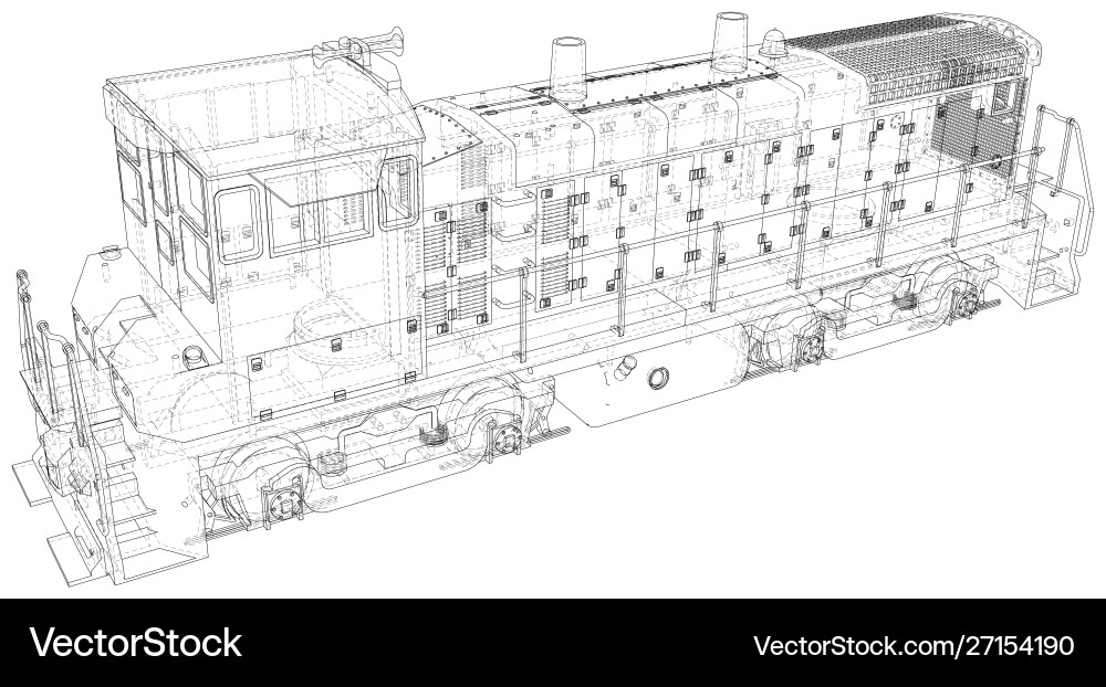 Locomotive train eps10 format wire-frame Vector Image