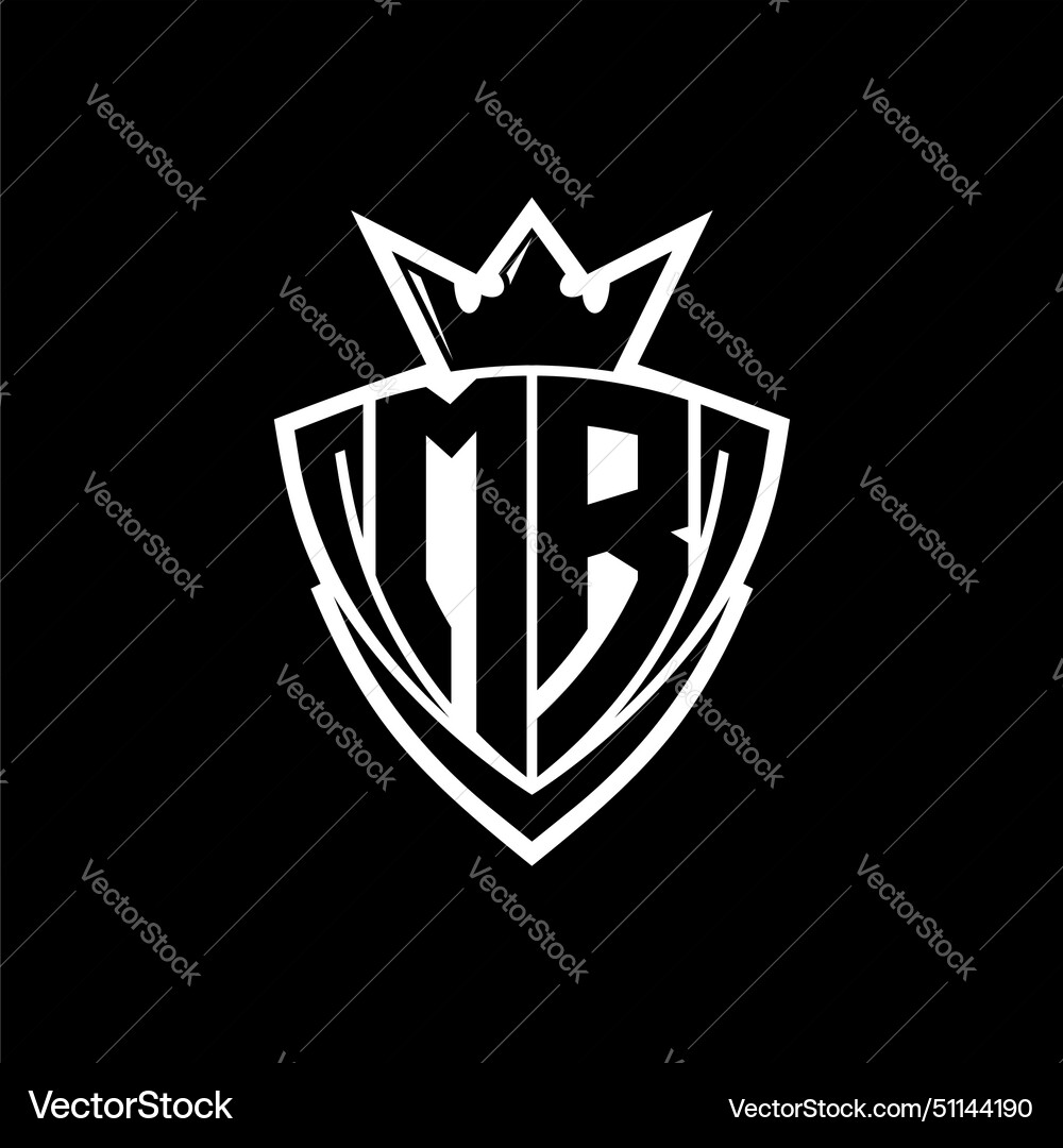 Mr letter logo with sharp triangle shield shape Vector Image