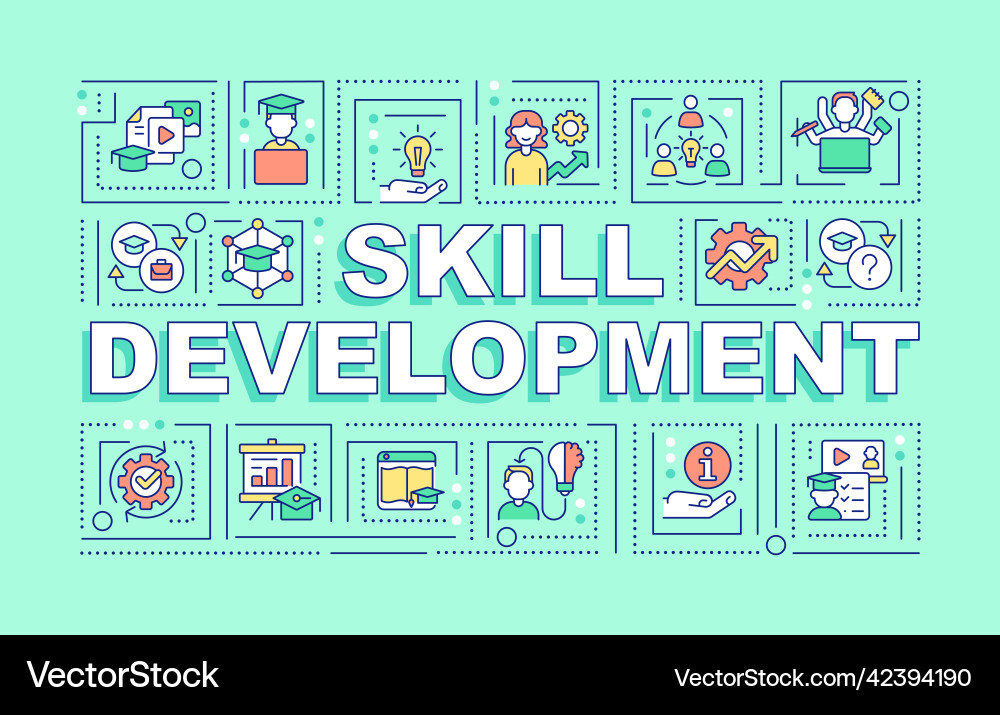 Skill development word concepts mint banner Vector Image