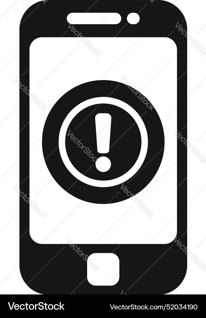 Smartphone showing exclamation point warning icon Vector Image
