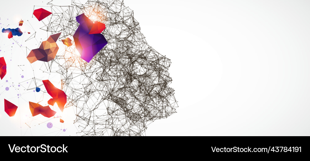 Künstliche Intelligenz Konzept kreatives Gehirn Vektorbild