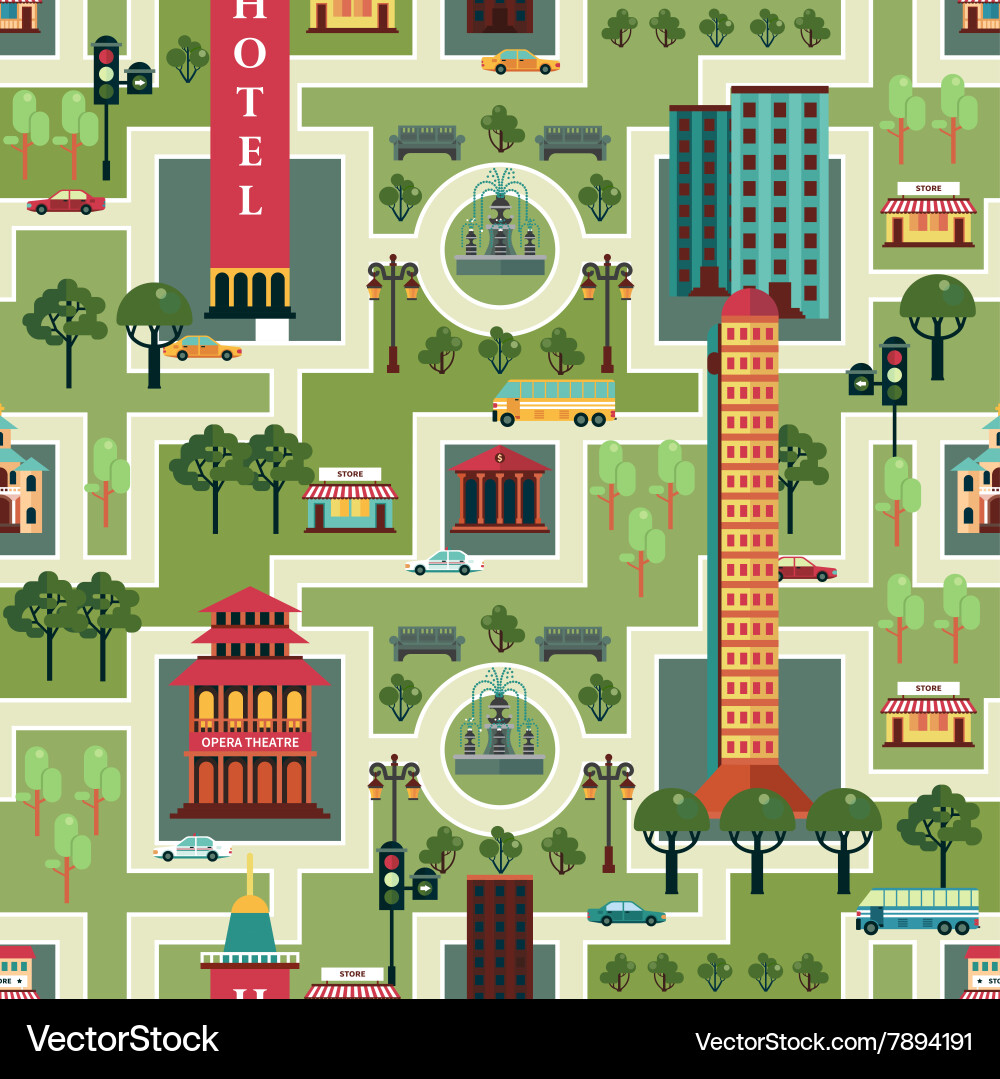City seamless pattern Royalty Free Vector Image