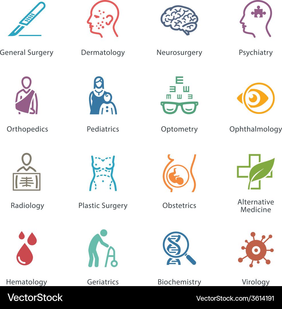 Colored medical specialties icons - set 2 Vector Image