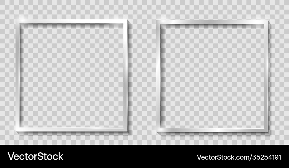 Frames isolated realistic square metalsilver Vector Image