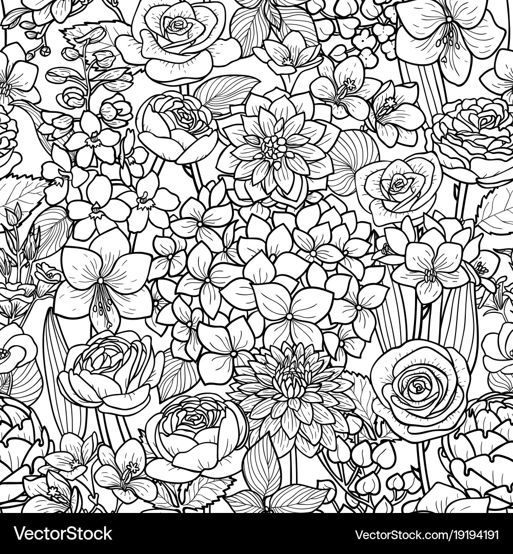 Garden flowers seamless pattern Royalty Free Vector Image
