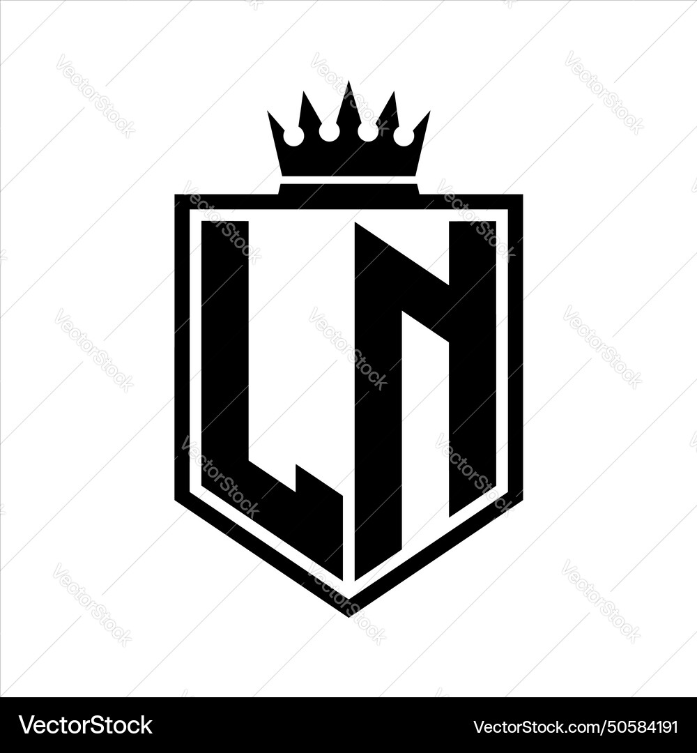 Ln logo monogram bold shield geometric shape Vector Image
