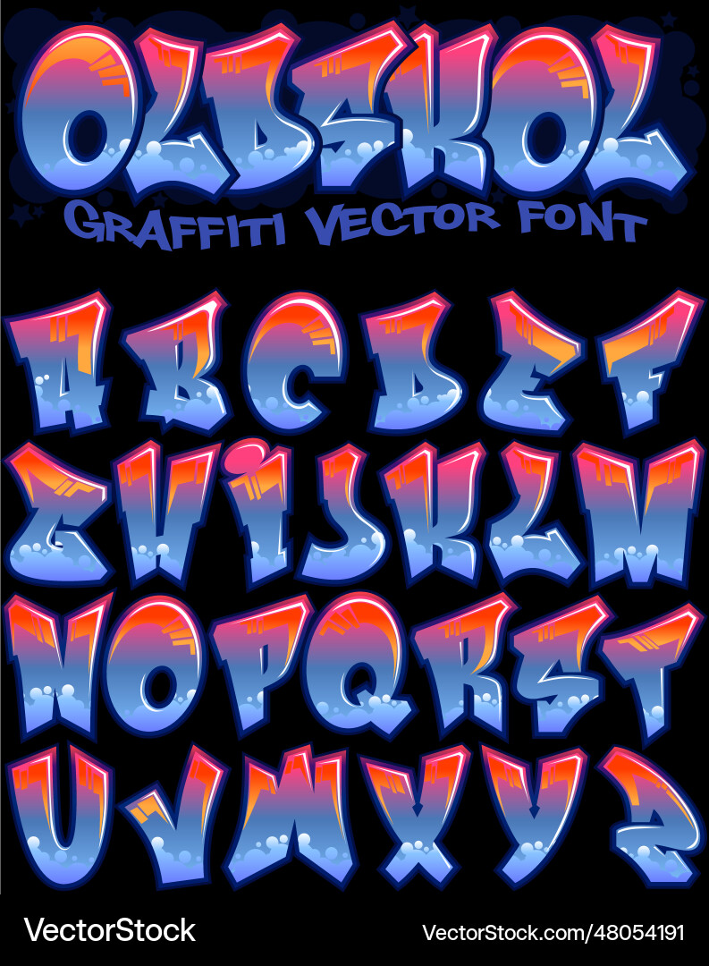 Oldskool Graffiti Alphabet – Royalty-Free Vector | VectorStock