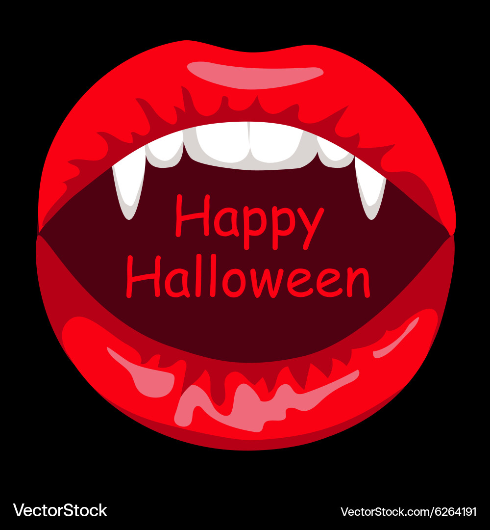 Open mouth of vampire woman Royalty Free Vector Image