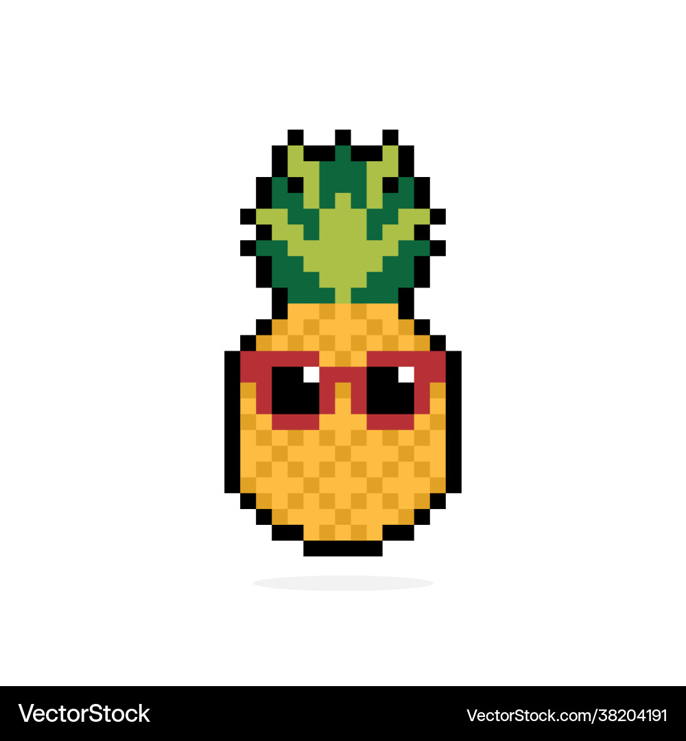 Pineapple pixel image for 8 bit game assets Vector Image