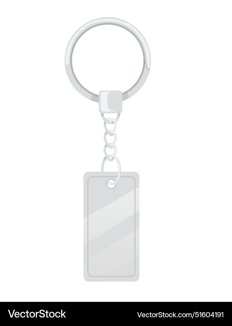 Steel keychain with ring and chain isolated Vector Image