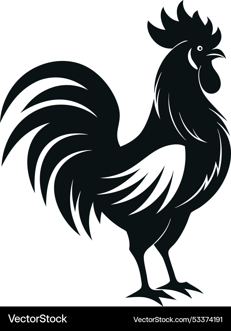 Stylized rooster silhouette tribal art Royalty Free Vector