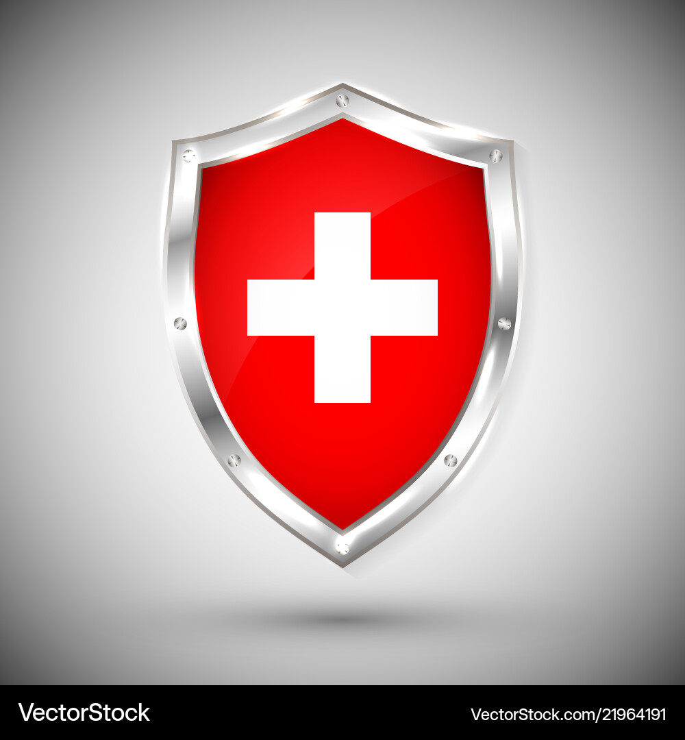 Switzerland on metal shiny shield Royalty Free Vector Image