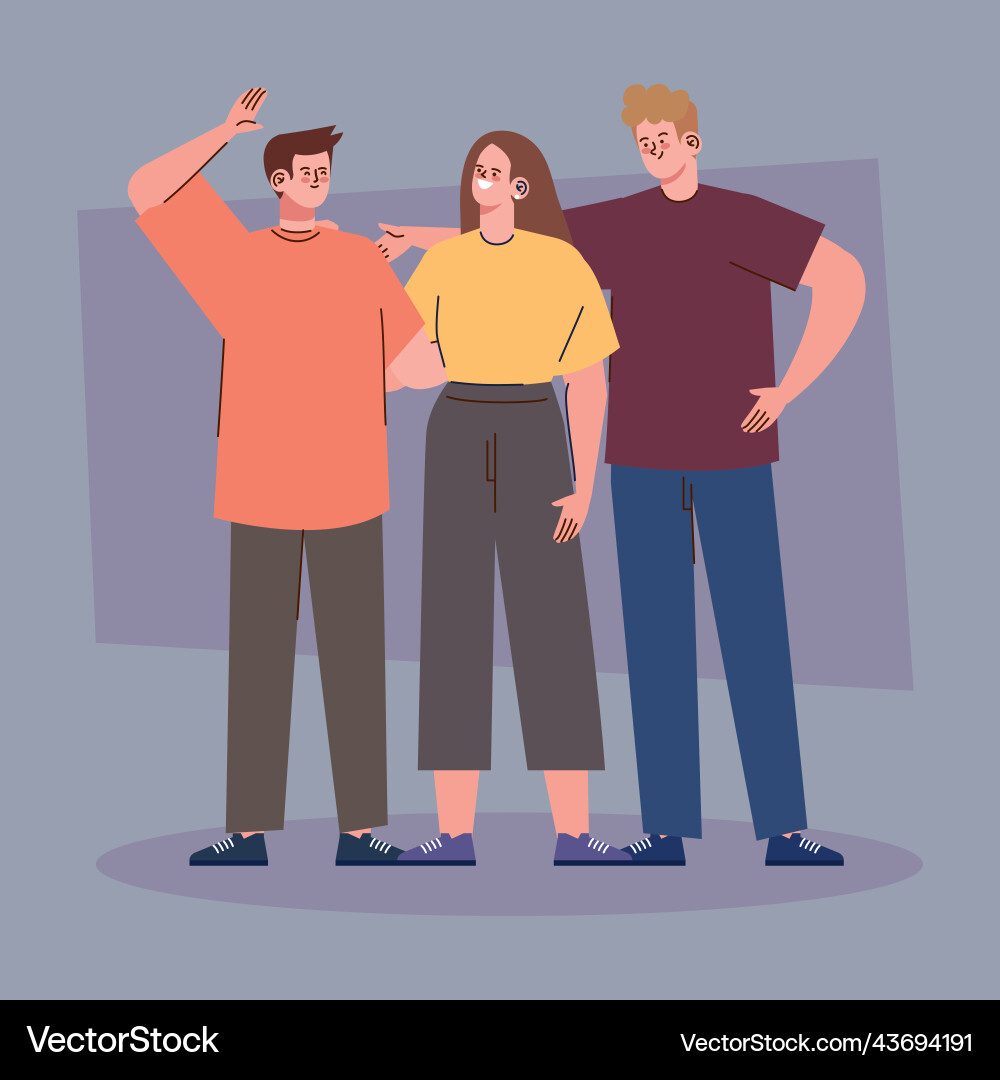 Three friends characters Royalty Free Vector Image