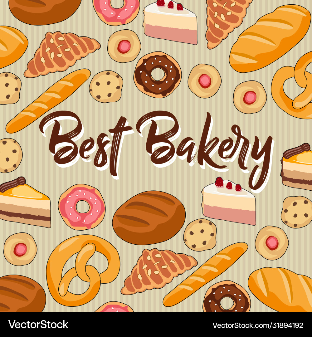 Bakery with hand drawn donuts cookies cakes Vector Image