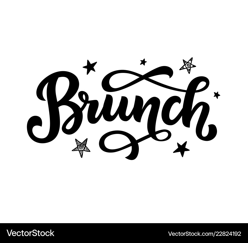 Brunch calligraphy logo badge Royalty Free Vector Image