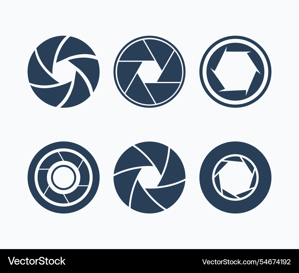 Camera shutters icon set or aperture icons Vector Image