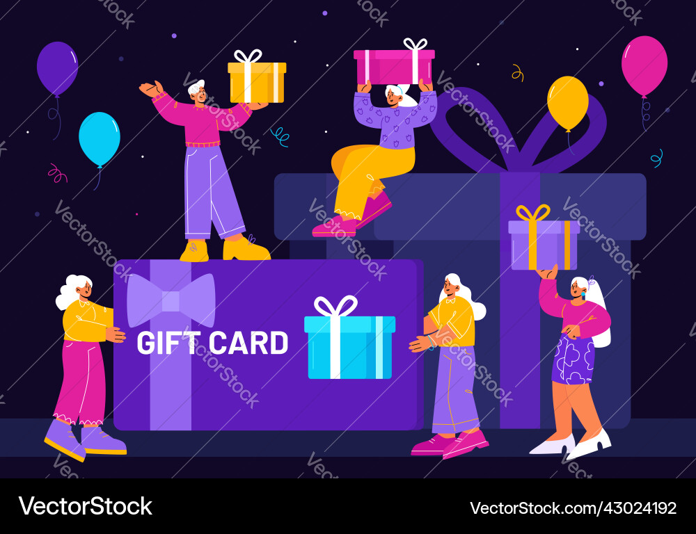 Gift card customers care and loyalty program Vector Image