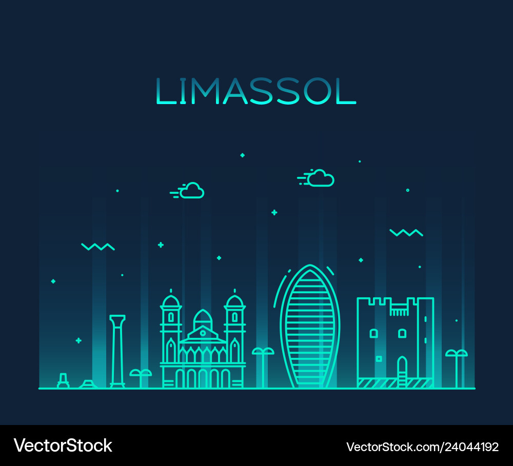 Limassol skyline cyprus city linear style Vector Image