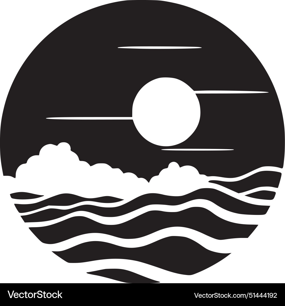 Ocean - black and white isolated icon Royalty Free Vector