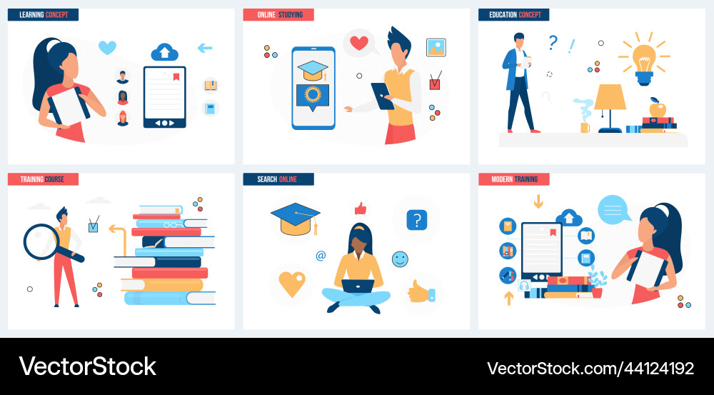 Online education learning with phone mobile apps Vector Image