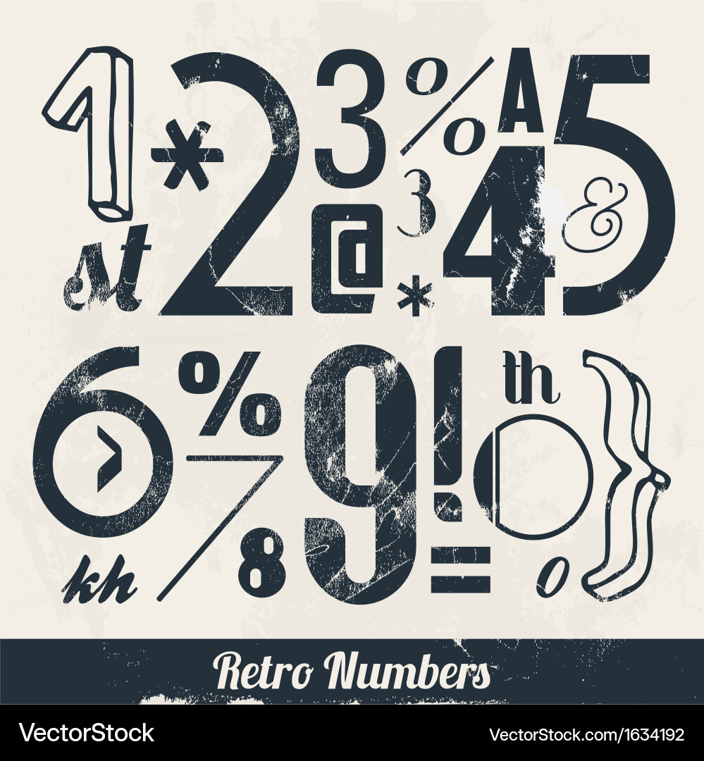 Various retro vintage number and typography Vector Image