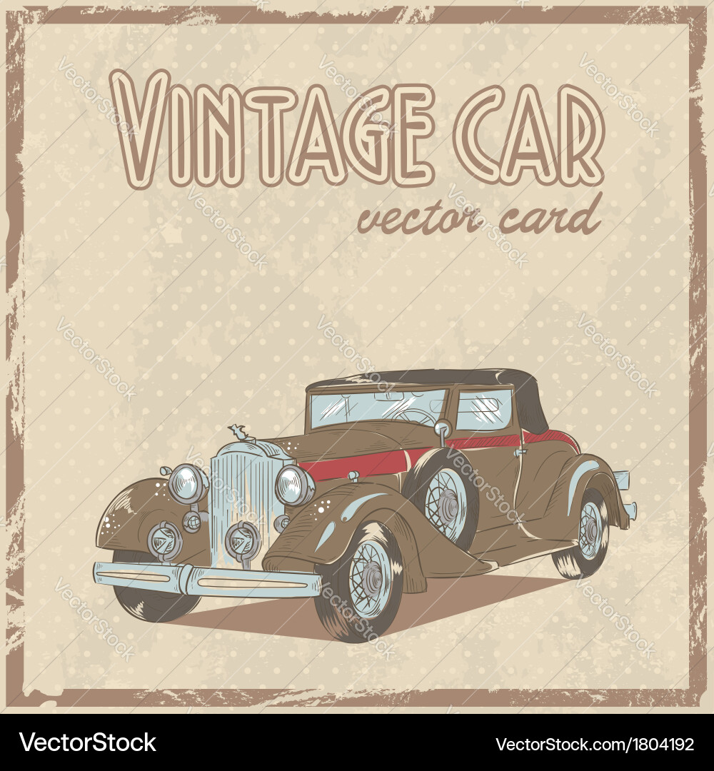 Vintage 1950s Classic Car Postcard Royalty Free Vector Image
