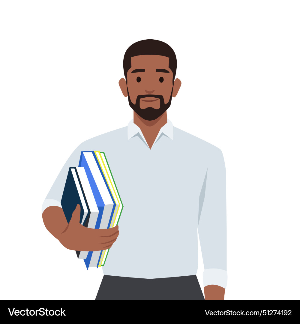 Young college student standing with books Vector Image