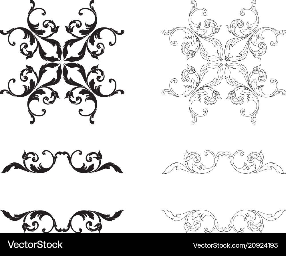 Baroque Floral Ornate Elements Royalty Free Vector Image