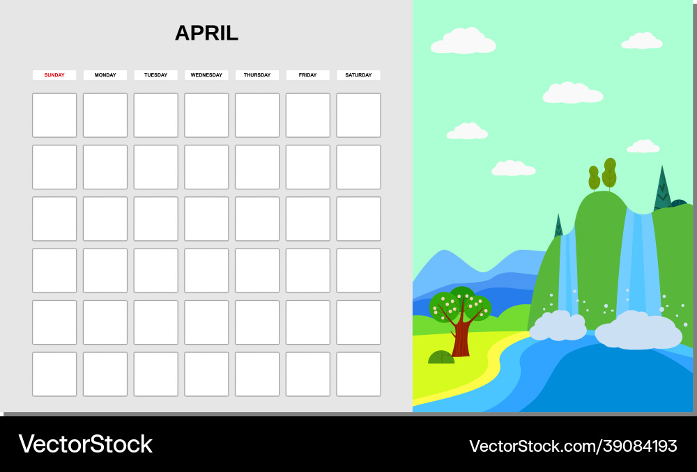 Calendar planner april month minimalistic Vector Image