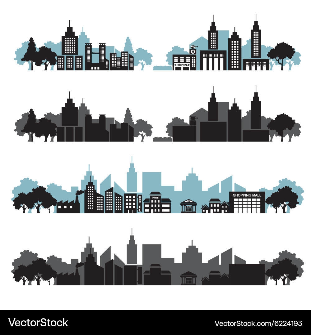 Cityscapes set Royalty Free Vector Image - VectorStock