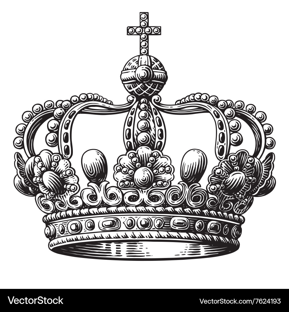 Crown hand-drawn Royalty Free Vector Image - VectorStock