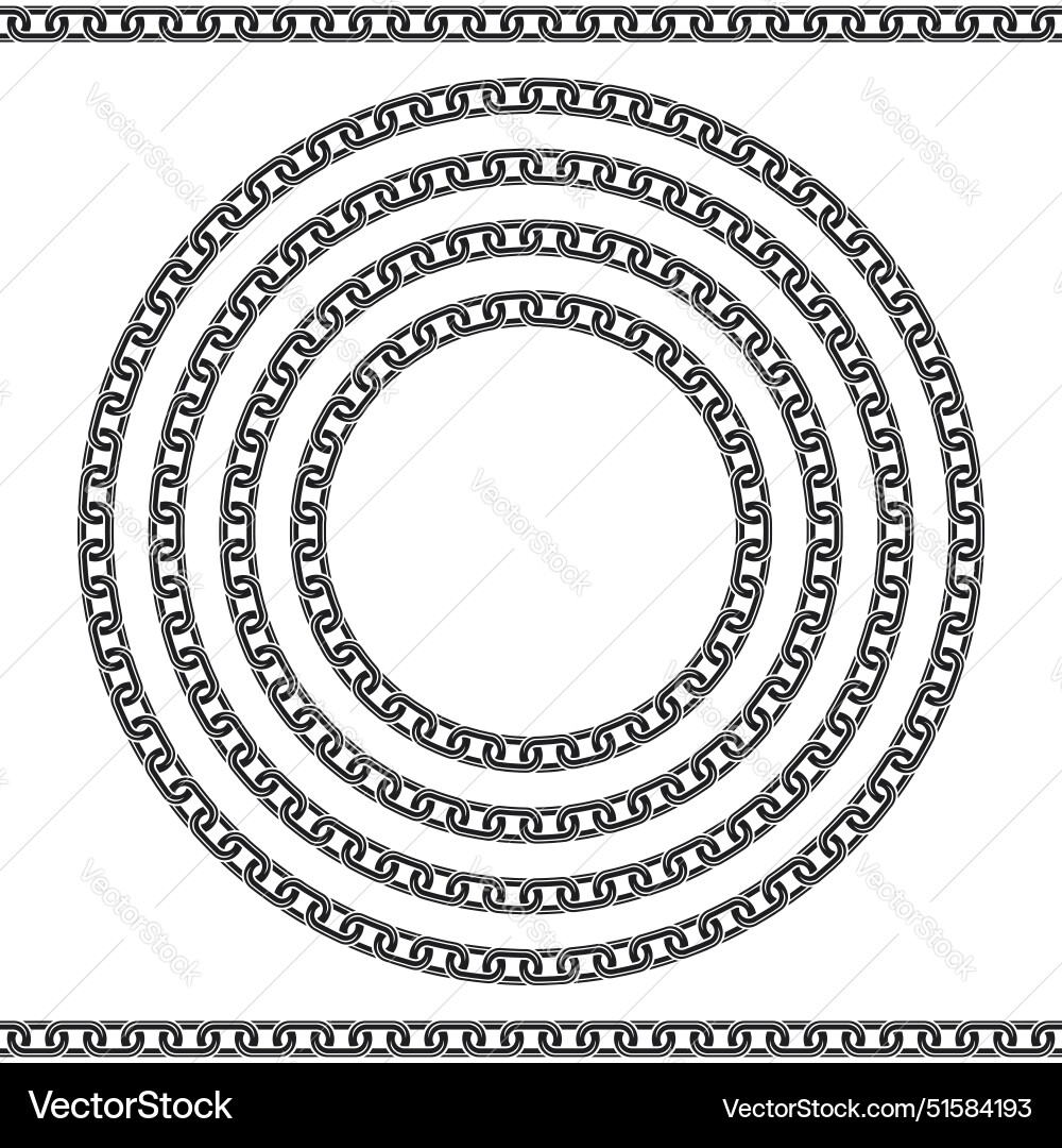 Decorations of chain circles and borders Vector Image