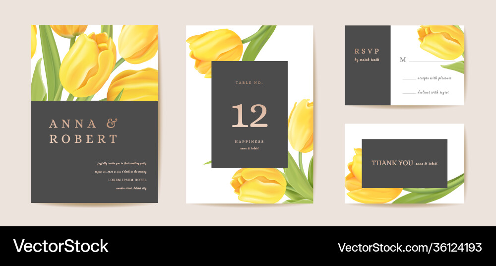 Floral wedding modern tulip invitation Royalty Free Vector