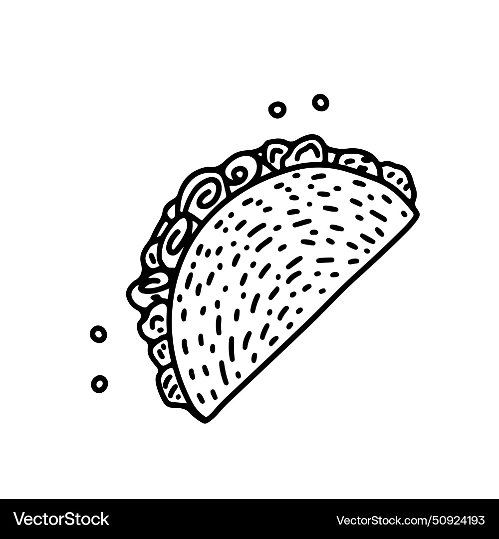 Hand drawn taco doodle Royalty Free Vector Image