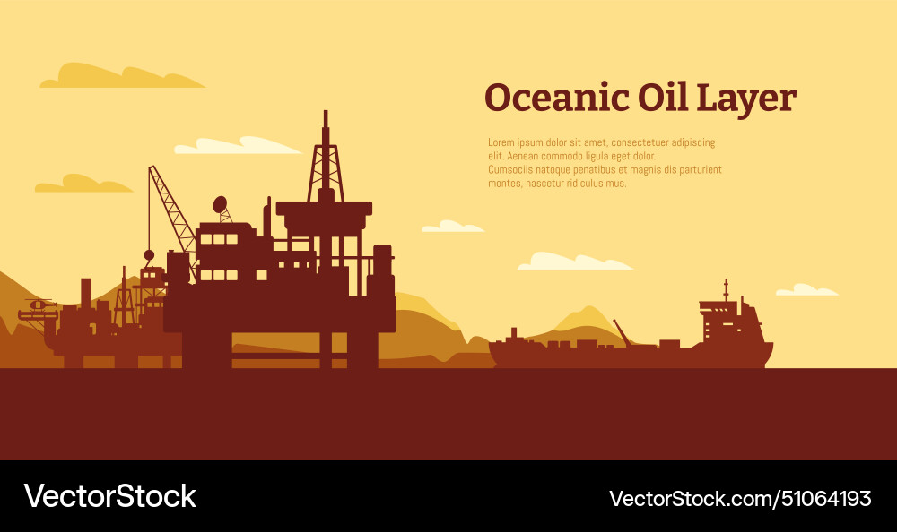 Offshore oil rig background platform Royalty Free Vector