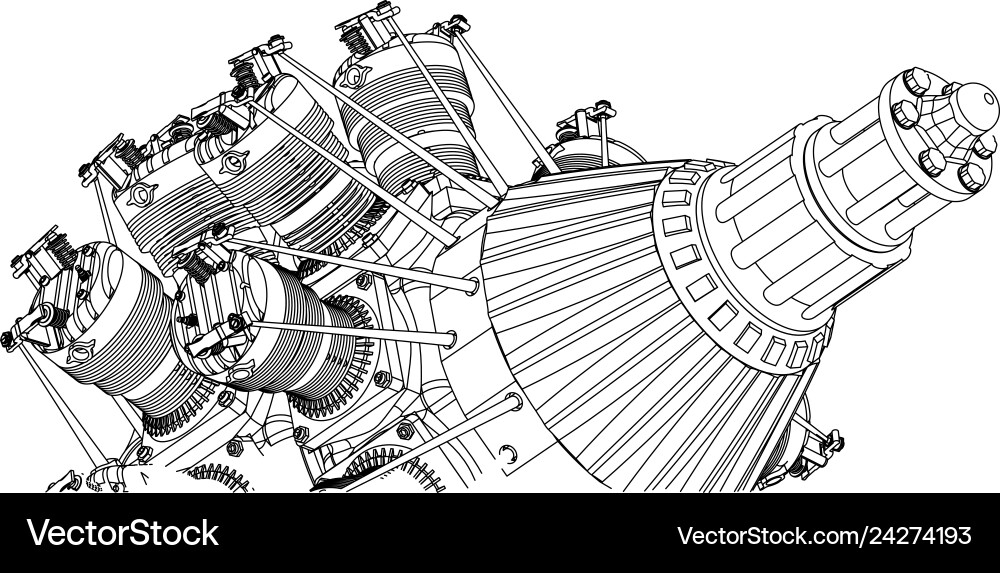 Radial engine on a white Royalty Free Vector Image
