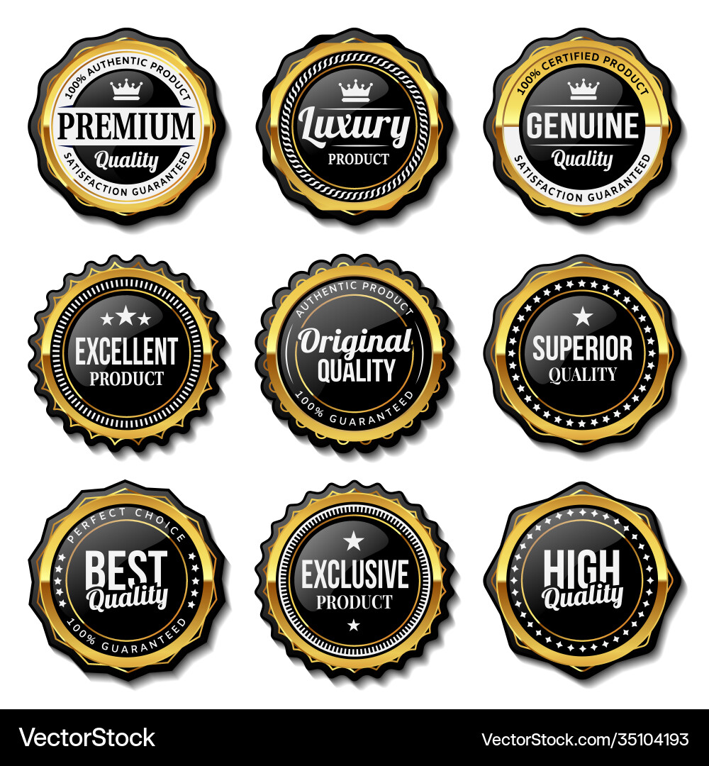 Seal quality badge labels premium Royalty Free Vector Image