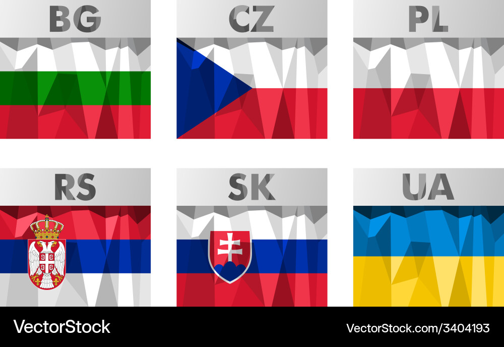Slavic Flags - Polygonal Icons Royalty Free Vector Image