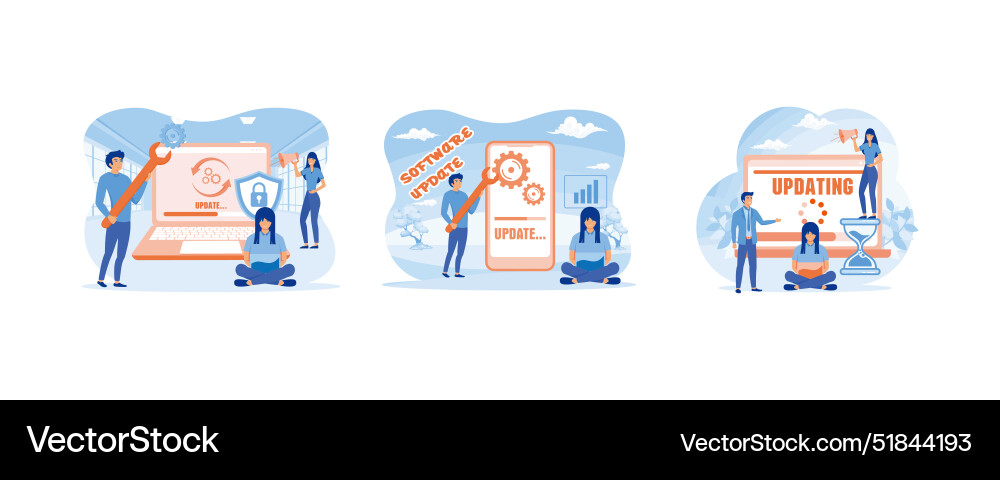 Software update people for mobile app design Vector Image