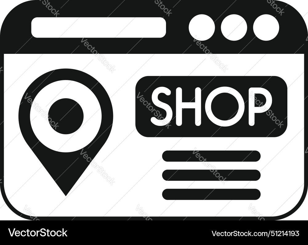 Website store locator icon simple shop Royalty Free Vector