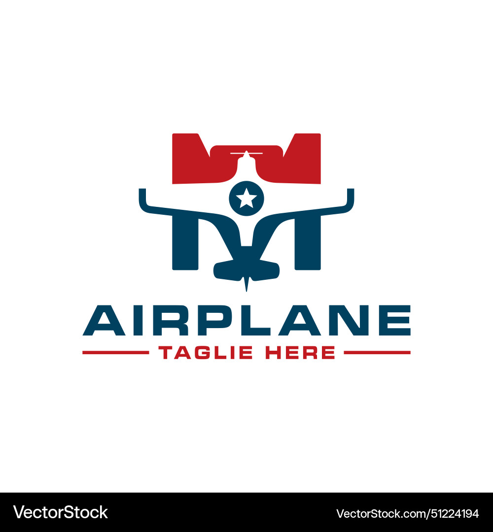 Airplane logo with the letter m Royalty Free Vector Image