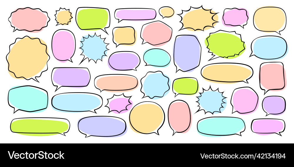 Colorful speech bubbles set blank empty Royalty Free Vector