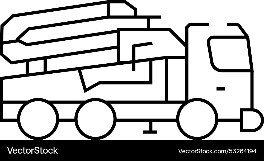 Concrete pump construction vehicle line icon Vector Image