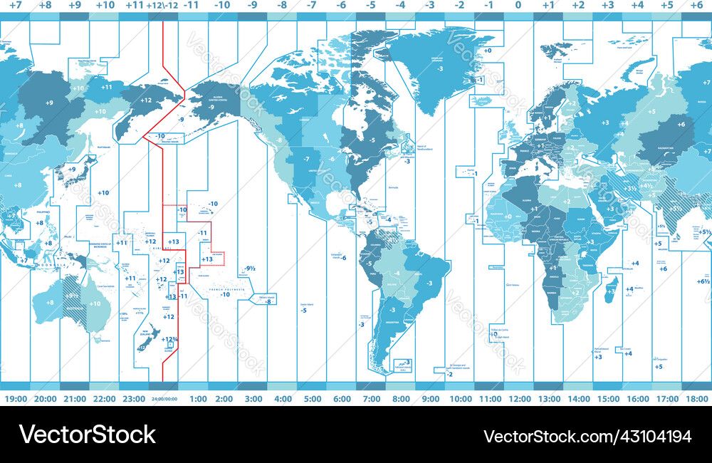 Global Time Zones Map Royalty Free Vector Image
